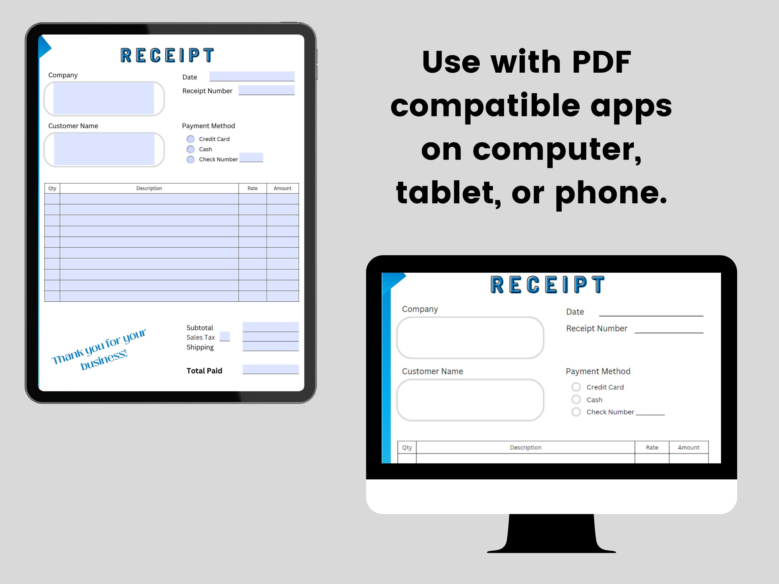 Receipt Template for Small Business Forms Printable Receipt Fillable ...