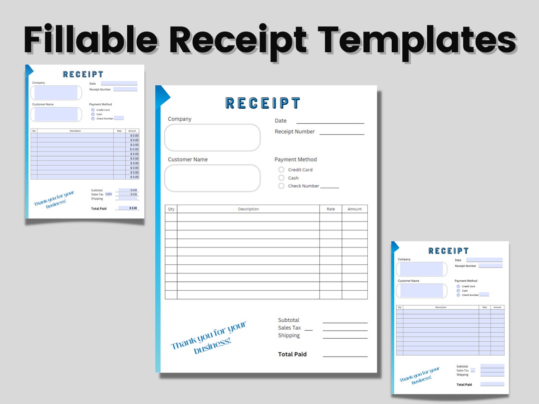 Receipt Template for Small Business Forms Printable Receipt Fillable ...