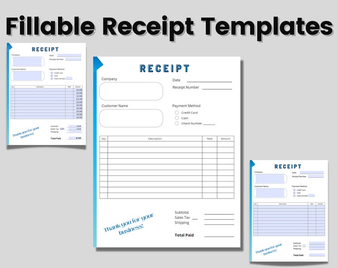 Receipt Template for Small Business Forms Printable Receipt Fillable ...
