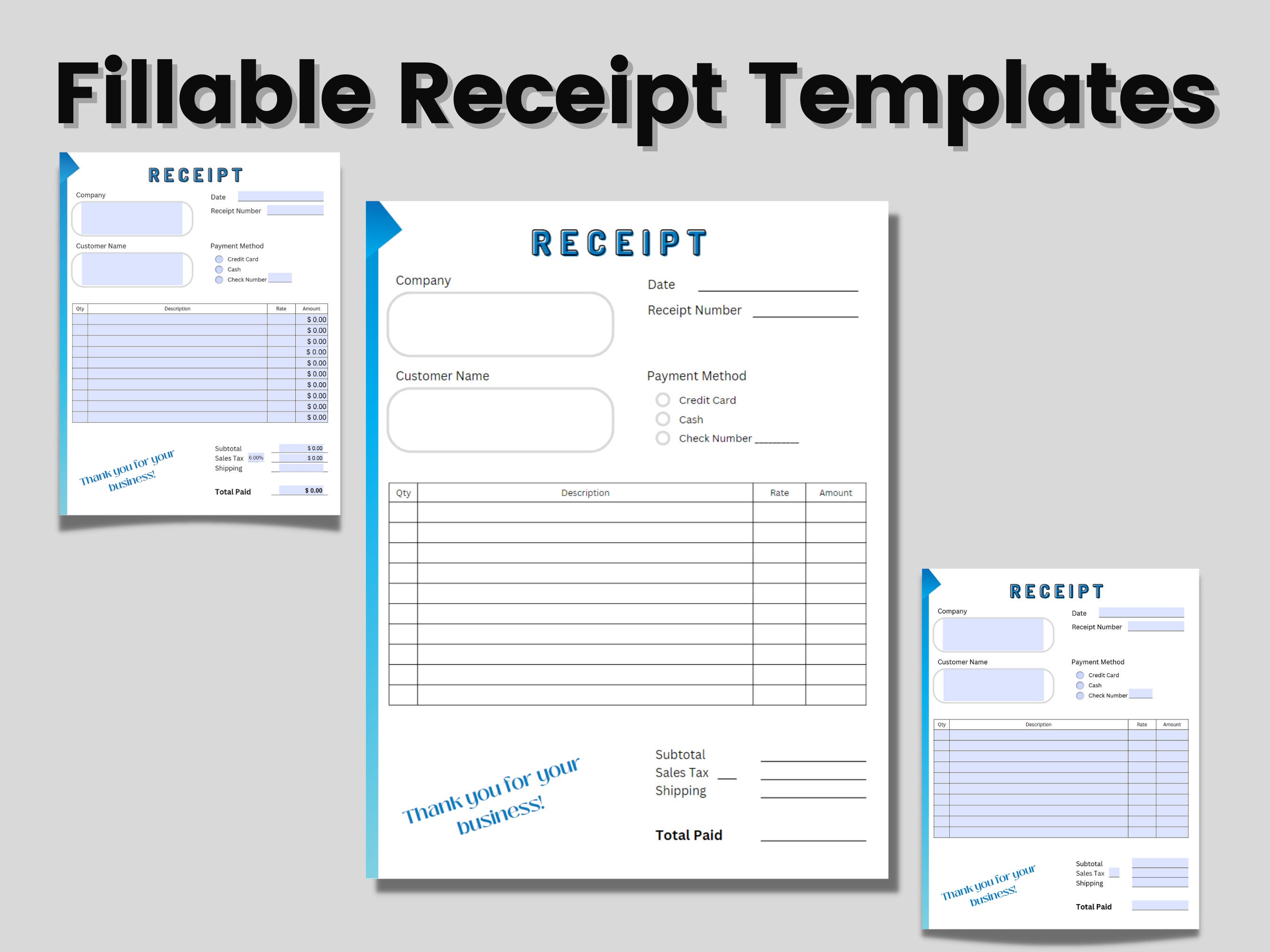 Receipt Template for Small Business Forms Printable Receipt Fillable ...