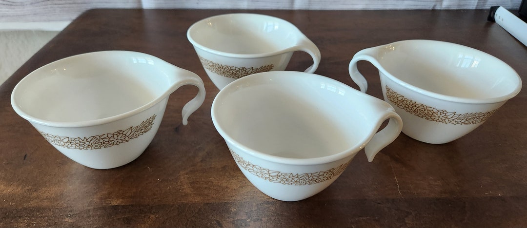 Vintage Set of 4 Corelle Woodland Brown Coffee Cups,flower Border ...