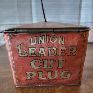 Vintage Union Leader Cut Plug Lunch Box Tin, Collector Tobacco Tin ...