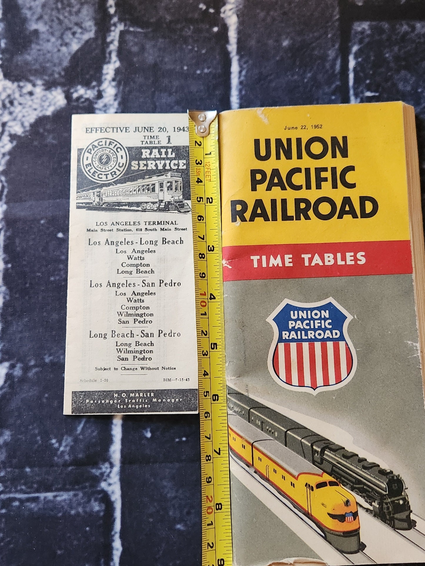 Union Pacific Railroad Time Tables June 22, 1952 & Pacific Electric ...