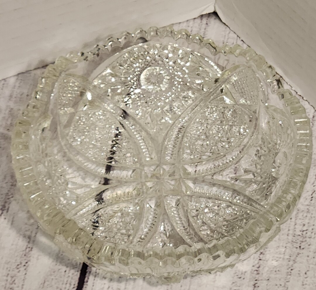 Antique/vintage Imperial Glass Nucut Crystal Nappy Dish in Radiant ...
