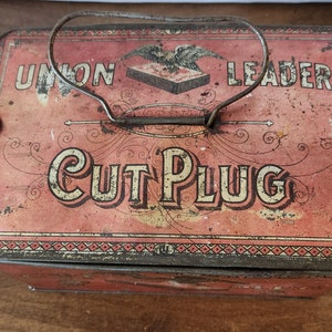Vintage Union Leader Cut Plug Lunch Box Tin, Collector Tobacco Tin ...