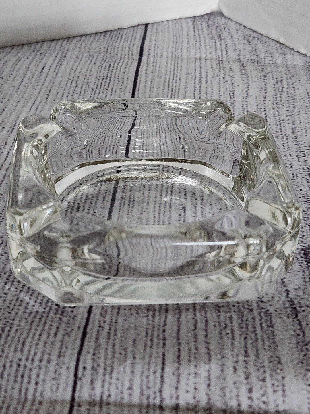 Vintage Square Heavy Glass Ashtray, Cigarette Ash Tray, Man Cave, Guy ...