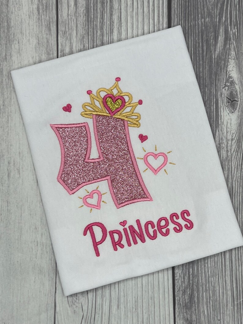Girl's Princess Birthday Shirt , 4th Birthday Princess Party Top, Girl ...