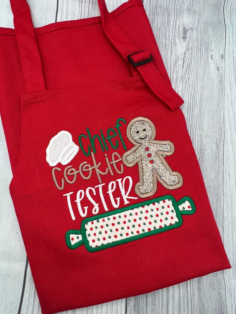 Kids Christmas Baking Apron, Childs Holiday Apron, Chief Cookie Tester ...