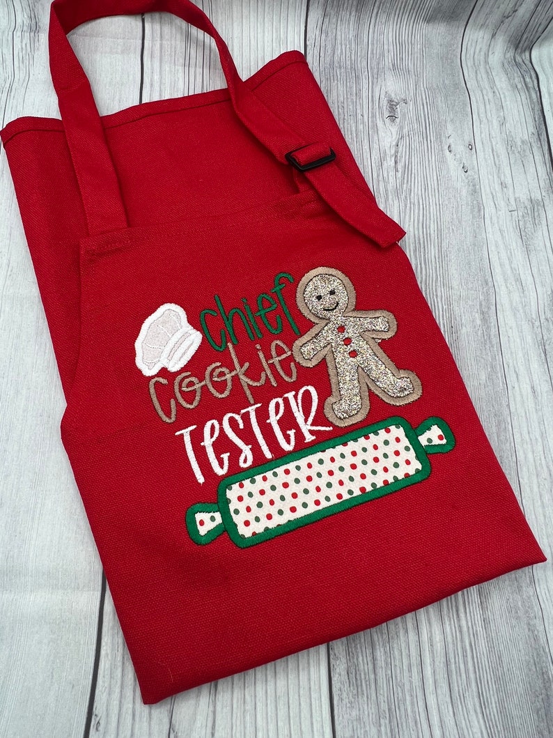Kids Christmas Baking Apron, Childs Holiday Apron, Chief Cookie Tester ...