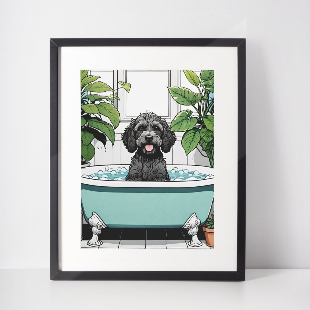 Cockapoo Bathtub Print Wall Art Happy Cockapoo Bathroom Picture Cute ...