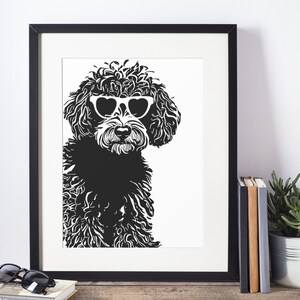 Cockapoo Dog Print | Wall Art - Graphic Drawing | Cute Cockapoo Wearing ...