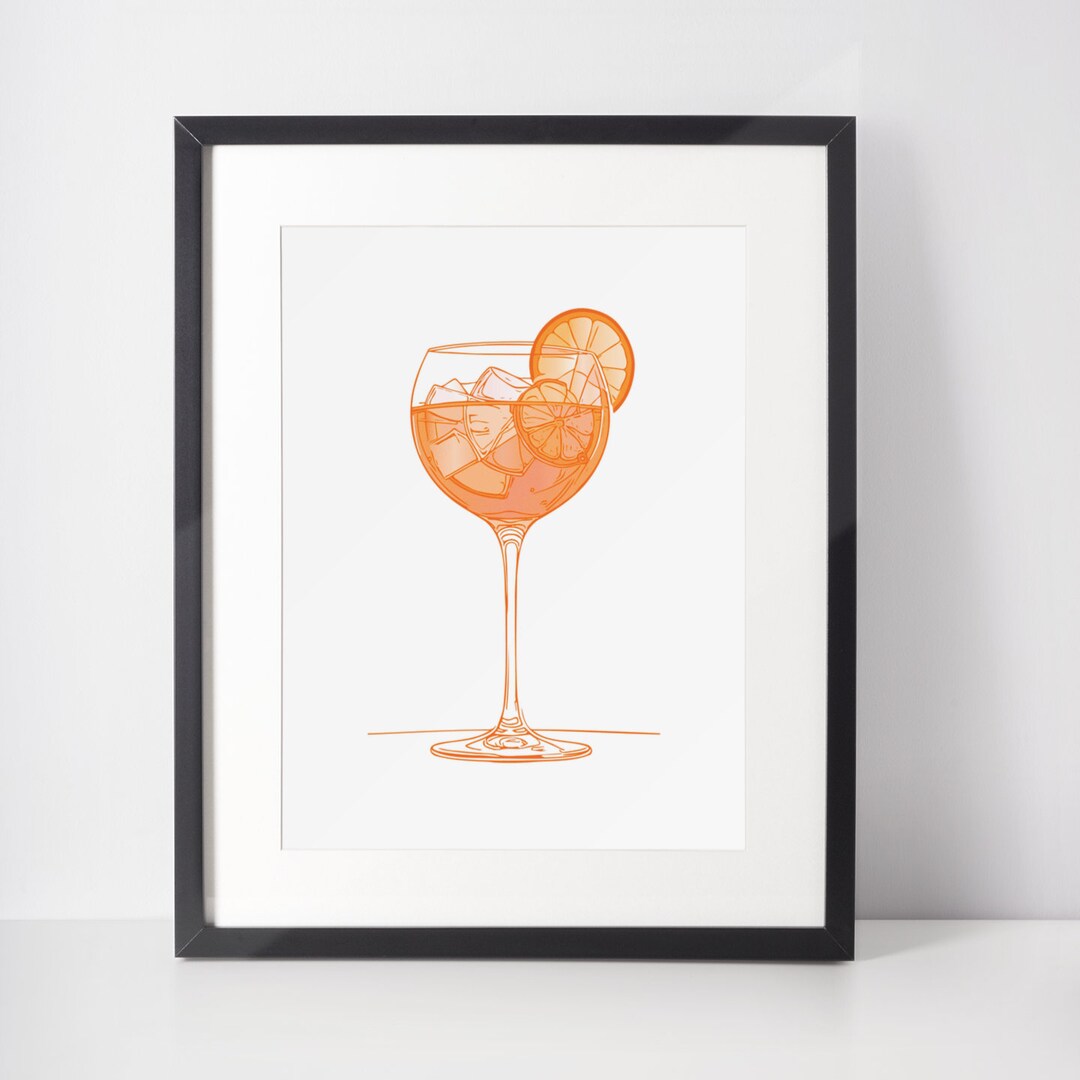 Aperol Spritz Print Wall Art Italian Cocktail Art Minimalist Line ...