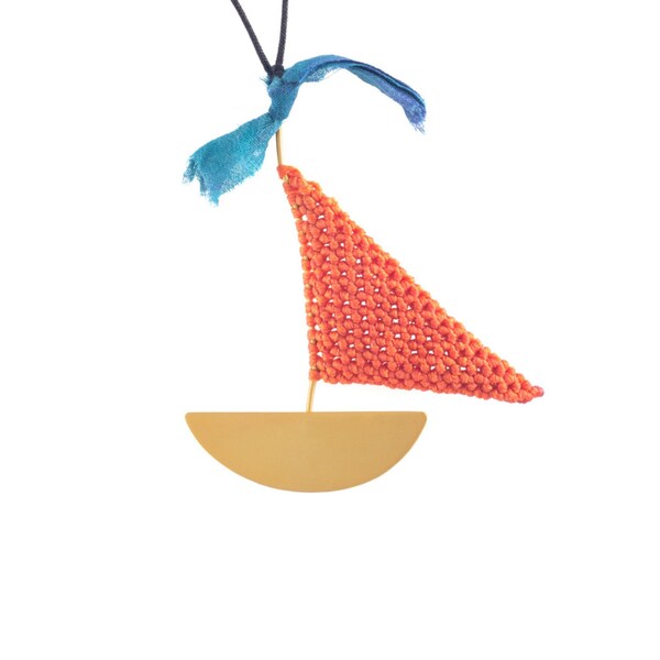 Macrame Boat Pendant - Etsy