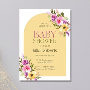 Spring Baby Shower Invitation, Spring Floral Baby Shower Invite ...