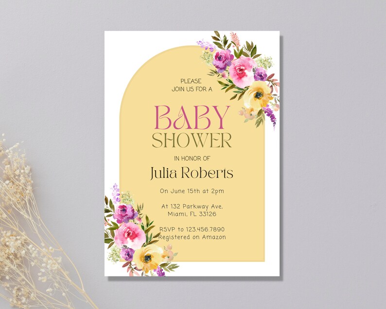 Spring Baby Shower Invitation, Spring Floral Baby Shower Invite ...