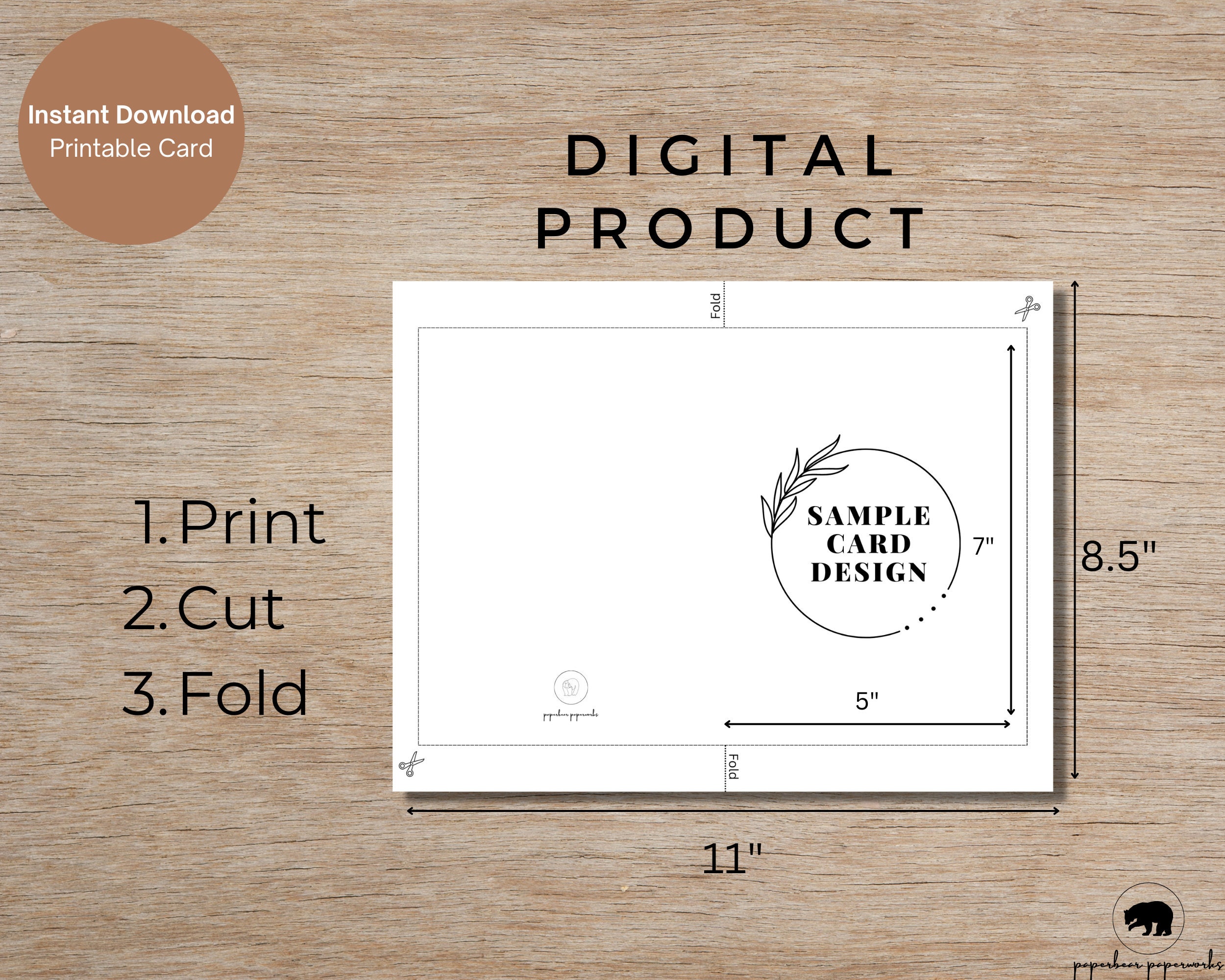 Printable Happy Birthday Card, 5" X 7" Greeting Card, Flowers, Wreath ...