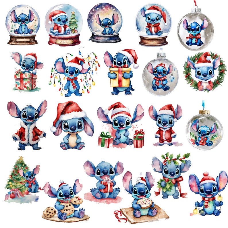 Stitch Christmas PNG Watercolor Stitch PNG Stitchmas - Etsy