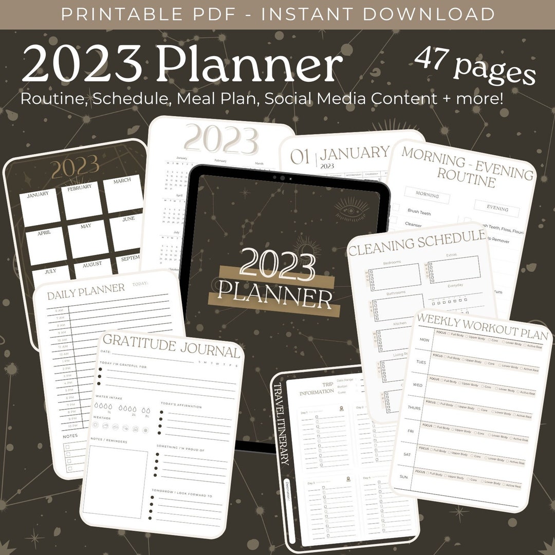2023 Printable Planner: 47 Pages of Routine Schedules, Meal Planning ...