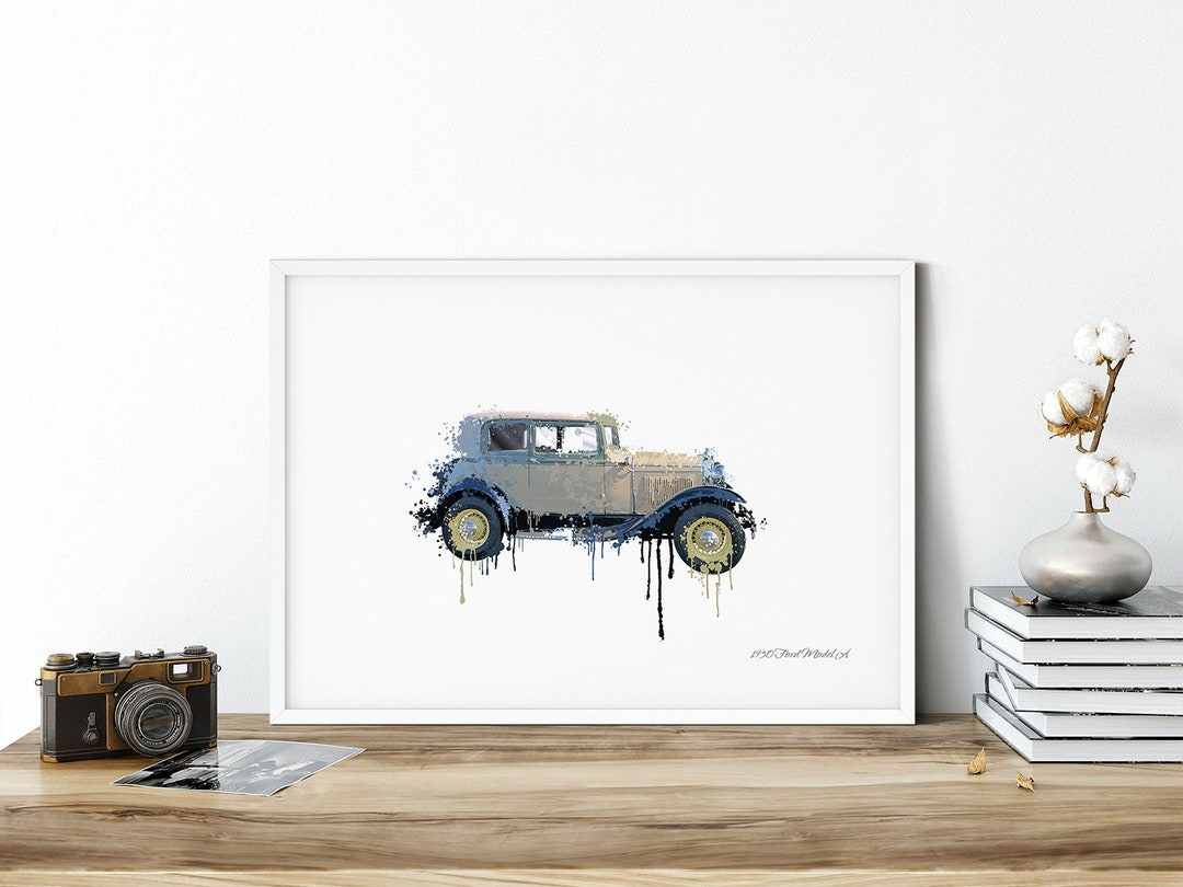 1930 Ford Model A, Classic Car, Retro Car, Antique Car, Wall Art Decor ...