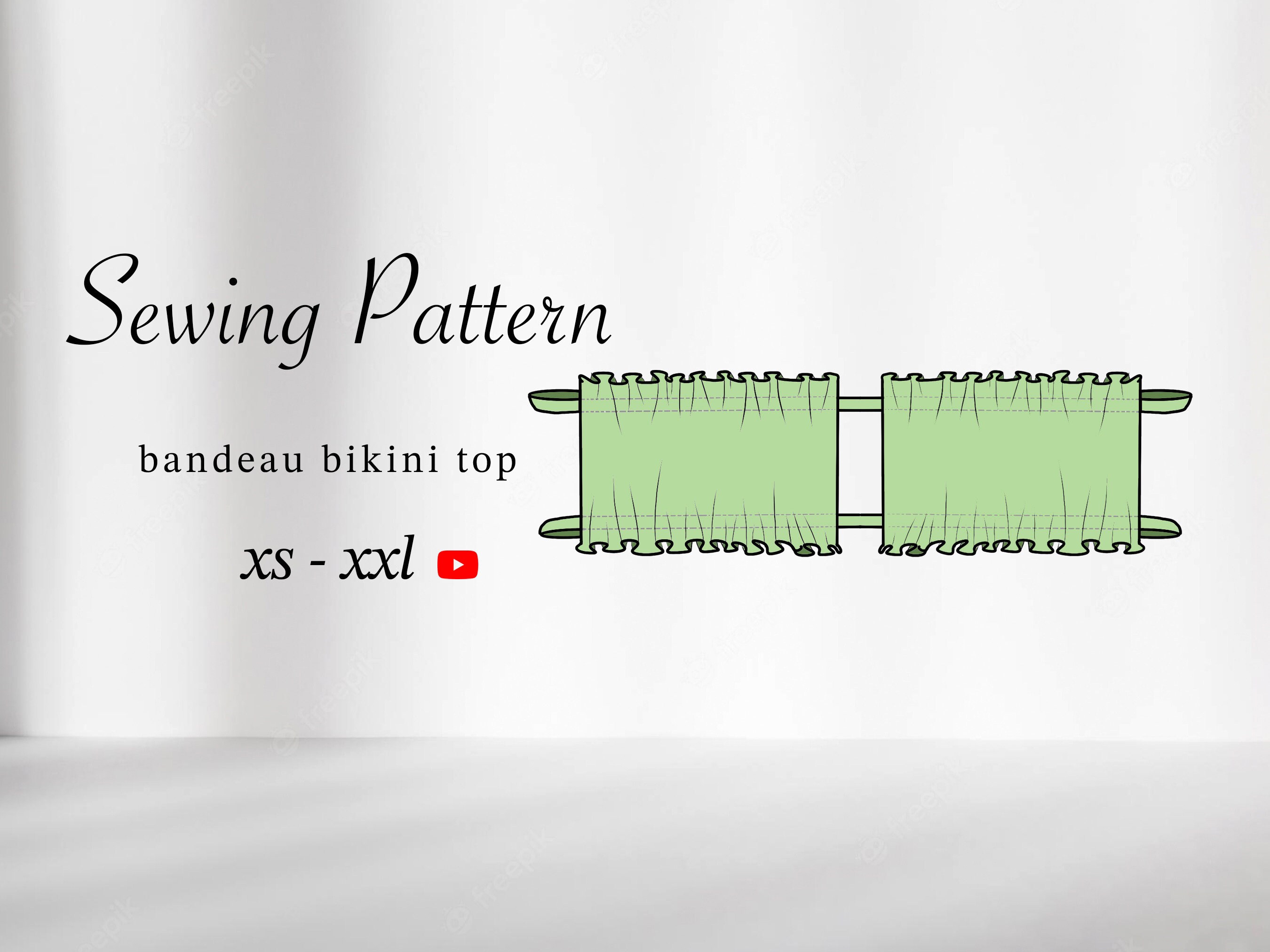 Bikini Top Sewing Pattern Bandeau Top Seamless and Reversible PDF Sizes ...