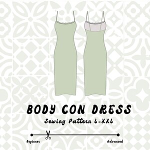 Bodycon Dress Sewing Pattern: Ruffle Neckline, Maxi Midi Mini (PDF ...