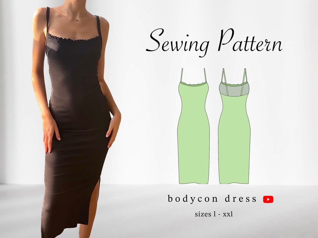 Bodycon Dress Sewing Pattern PDF Instant Download Sizes L-XXL Easy ...