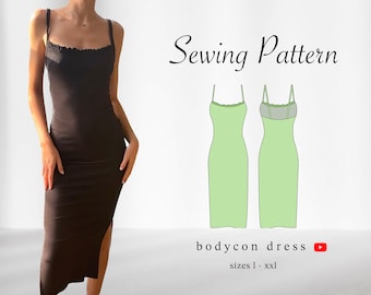 Bodycon Dress Sewing Pattern PDF Instant Download Sizes XXS-M Easy ...