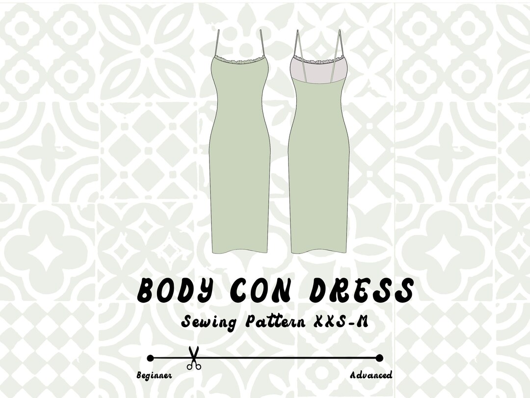 Bodycon Dress Sewing Pattern PDF Instant Download Sizes XXS-M Easy ...