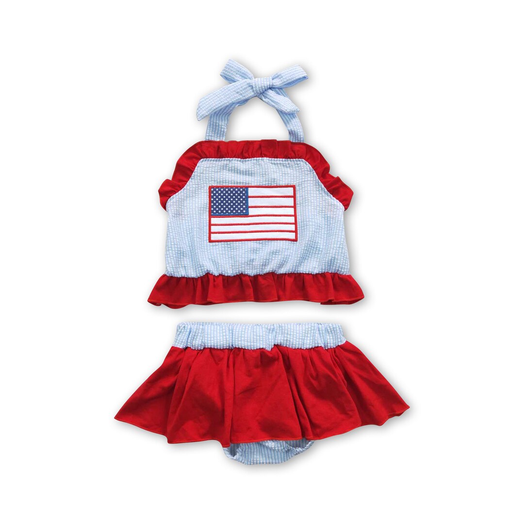 July 4th Bathing Suit Seersucker Bathing Suit Girls July 4th Etsy