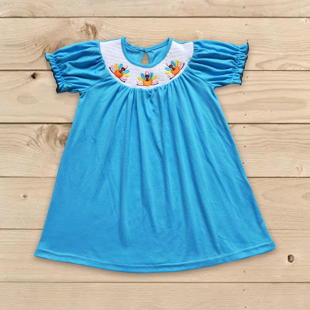 Thanksgiving Turkey Dress Thanksgiving Smocked Dressgirls Etsy