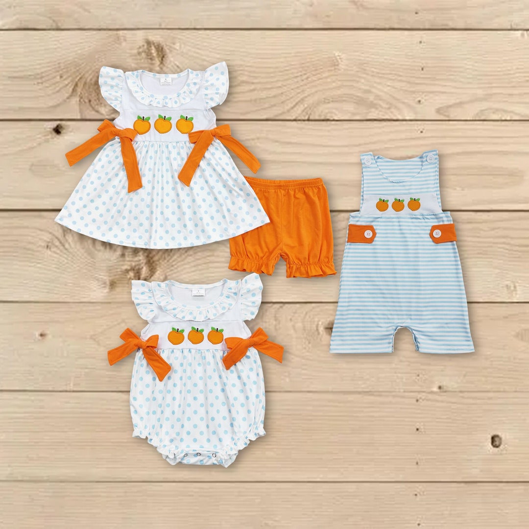 Girl Peach Outfit,embroidery Peach Outfit,sweet Peach Outfit,girls ...