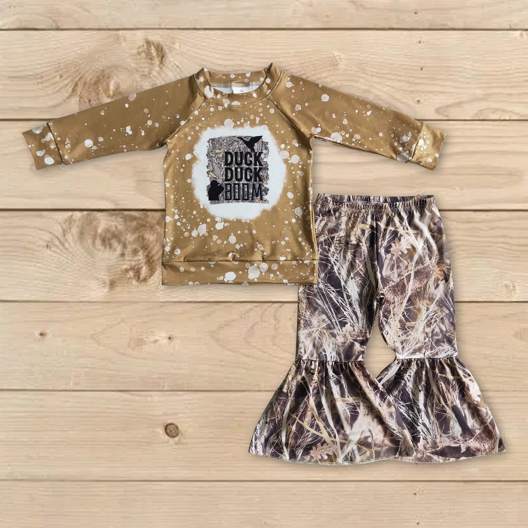 Baby Girls Camo Outfit, Toddles Mallard Duck Print Clothing Set, Trendy ...