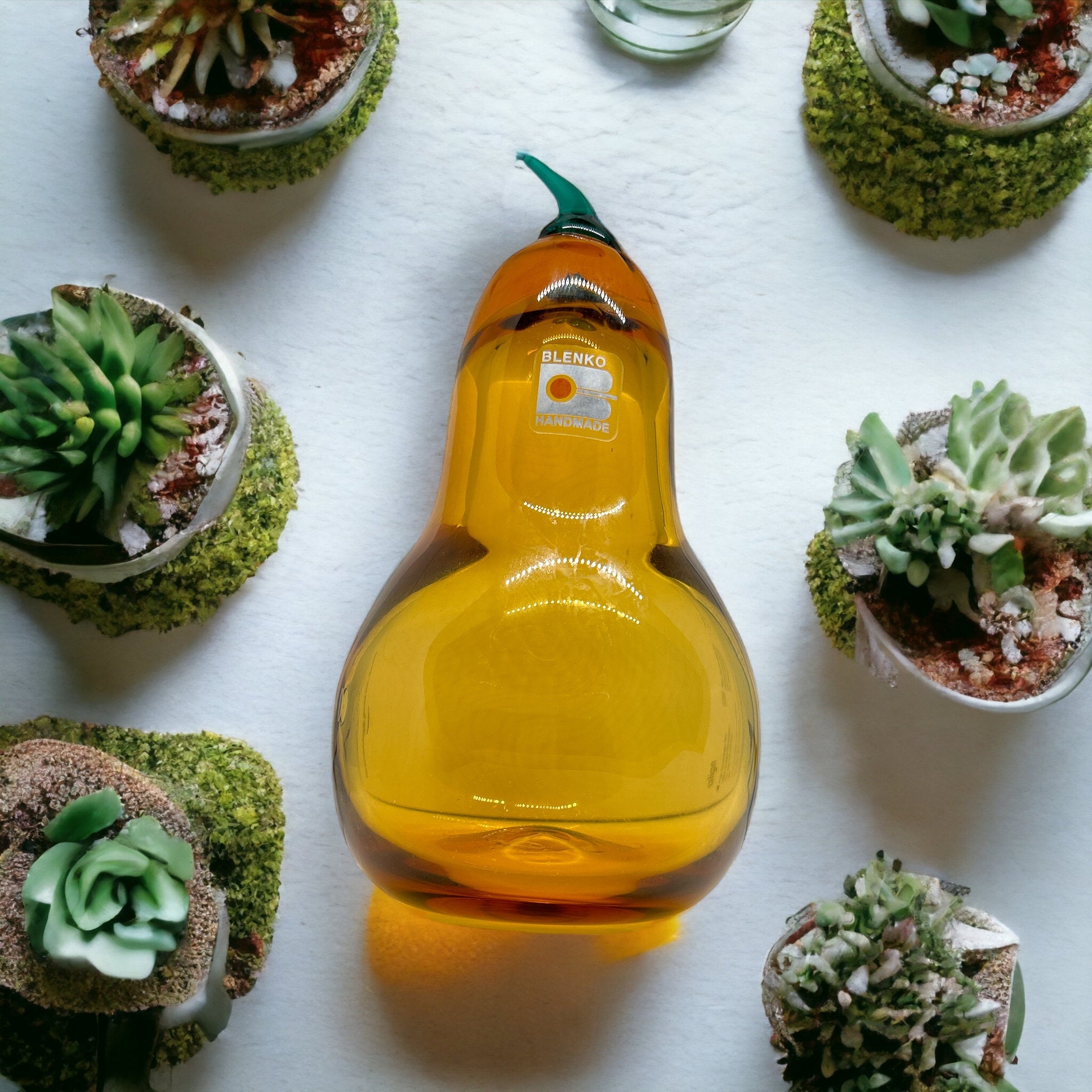 Blenko Golden Glass Pear 7 Yellow Orange Blown Glass Art - Etsy