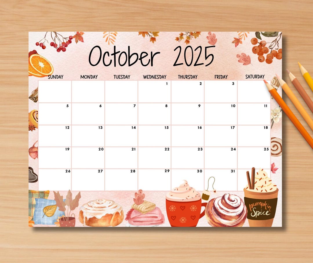 EDITABLE October 2025 Calendar, Cute Autumn 2025 Planner for Fall ...