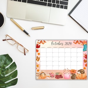 EDITABLE October 2024 Calendar, Printable Monthly Calendar for October ...
