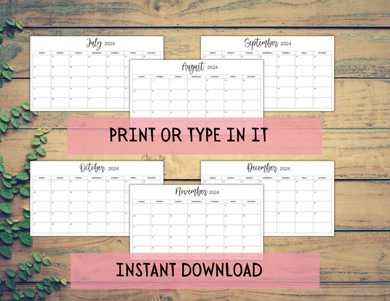 EDITABLE 2024 Calendar, Printable Minimalist Clean Calendar, Legal Size ...