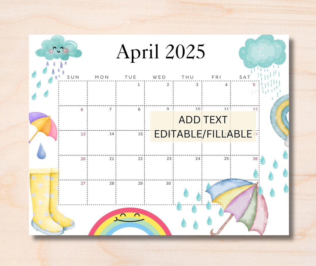 EDITABLE April 2025 Calendar, Printable Fillable Monthly Planner New ...