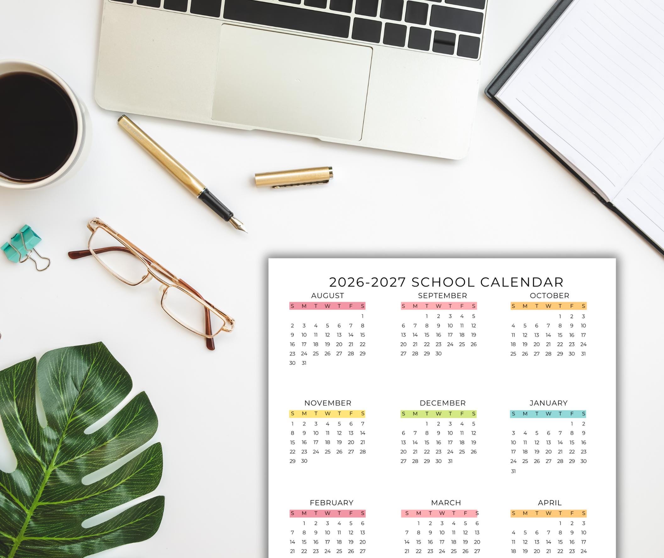 Editable School Year Calendar 2026-2027 School Calendar, Printable 2026 ...