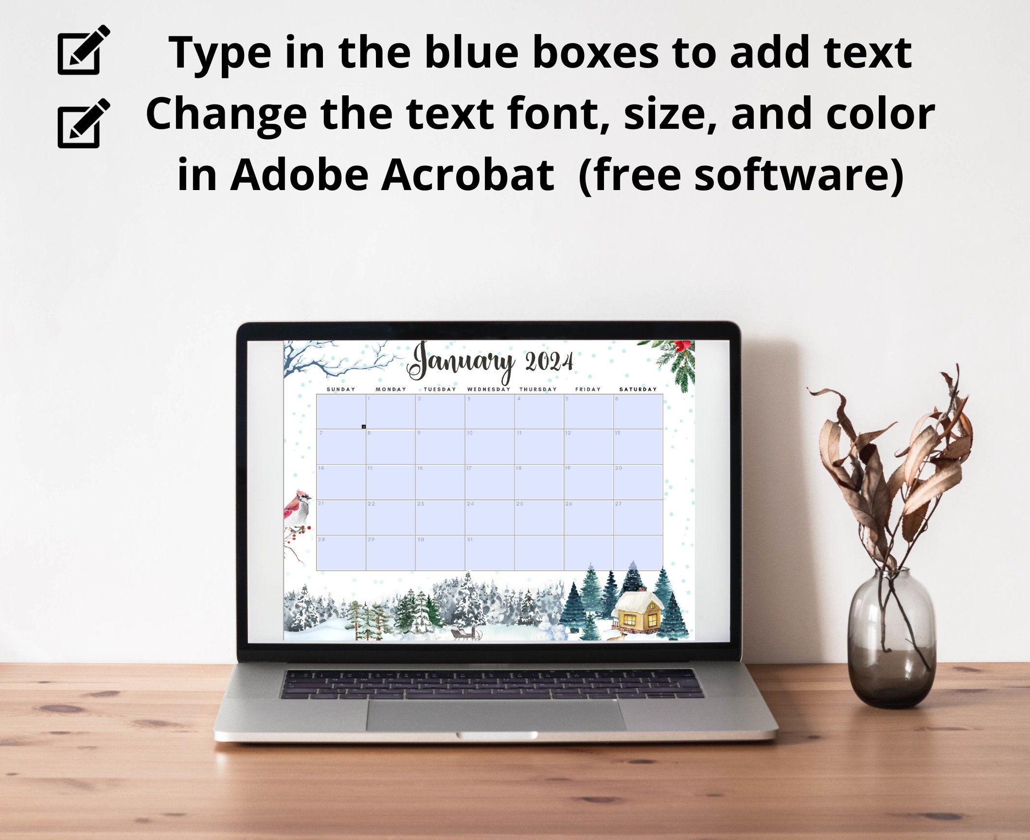 EDITABLE Calendar 2024 Bundle Pack January to December 2024 Whole Year ...