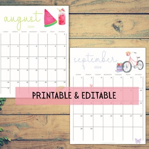 2025 EDITABLE Printable Watercolor Calendar,printable Fillable Monthly ...