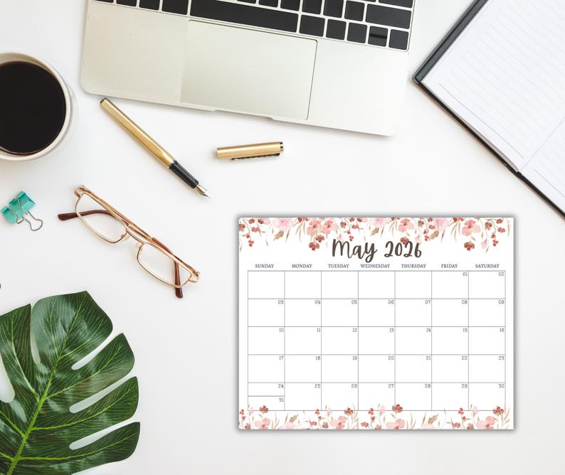 EDITABLE May 2026 Calendar PRINTABLE Fillable Monthly Calendar, School ...