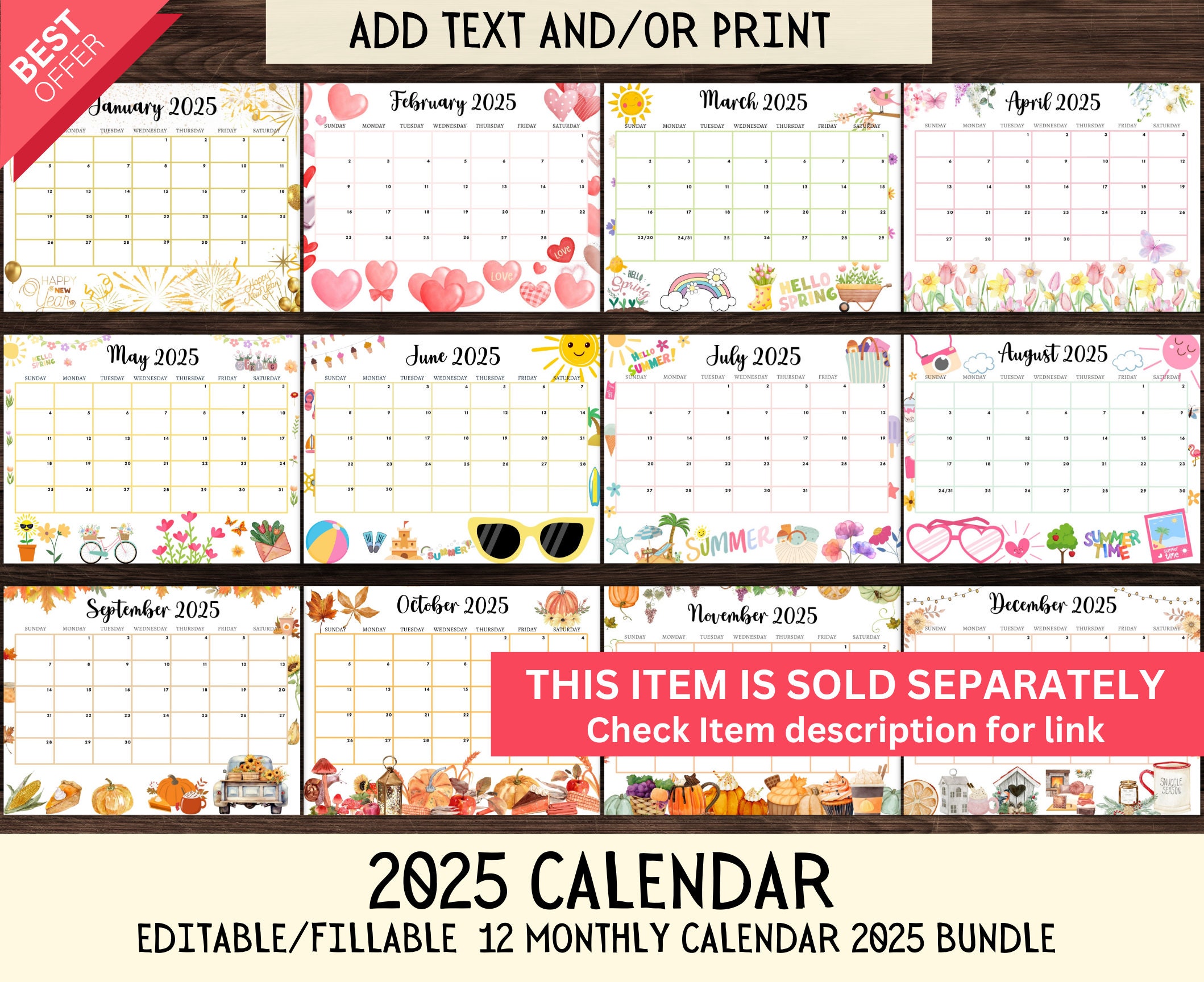 EDITABLE November 2024 Calendar, Printable Fillable Monthly Calendar W ...