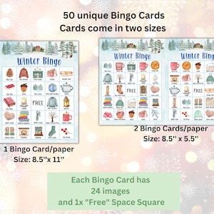PRINTABLE Winter Bingo Game With 50 Unique Bingo Cards, Bingo Game ...