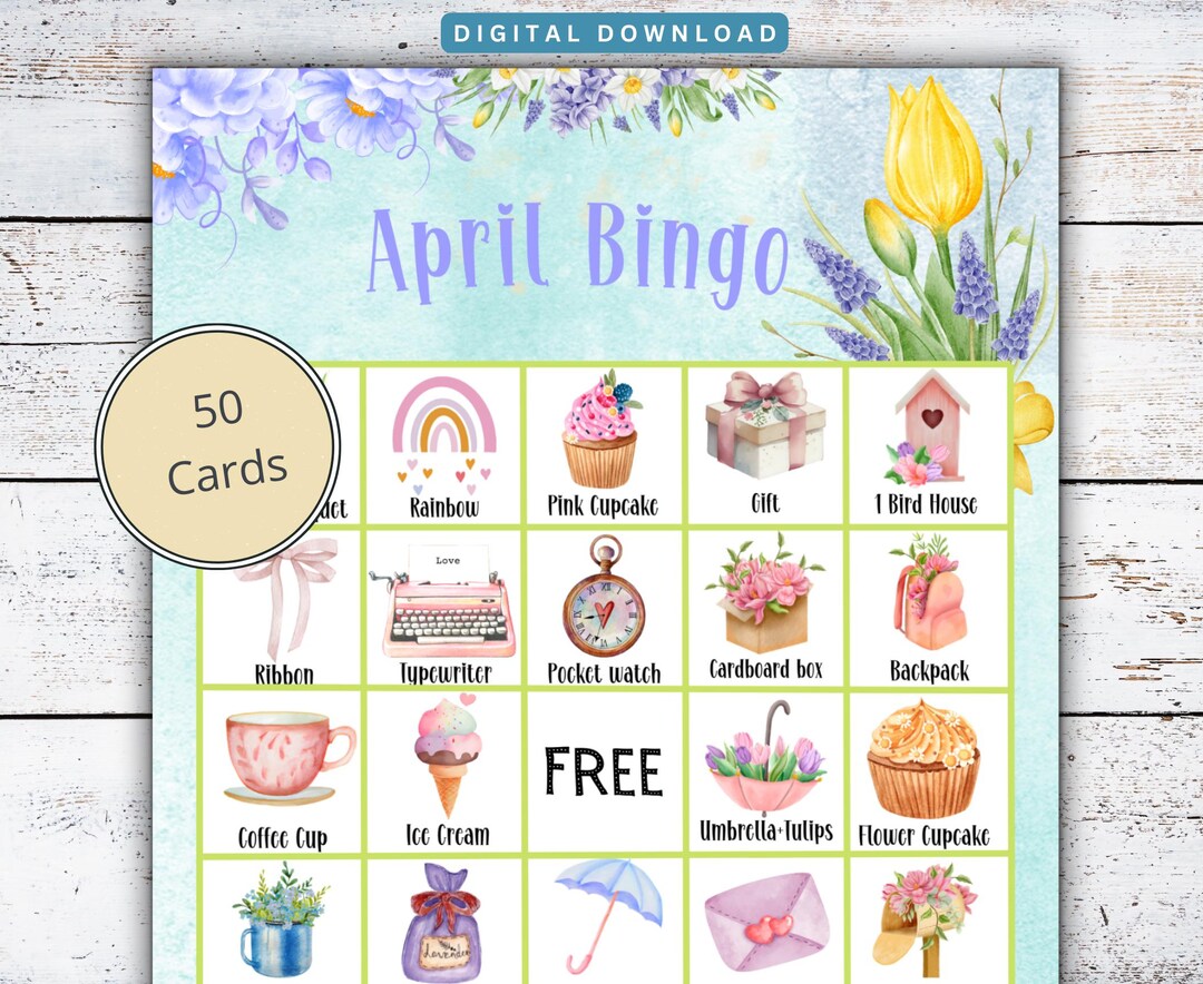 PRINTABLE April Easter Bingo Game With 50 Unique Bingo Cards, Bingo ...