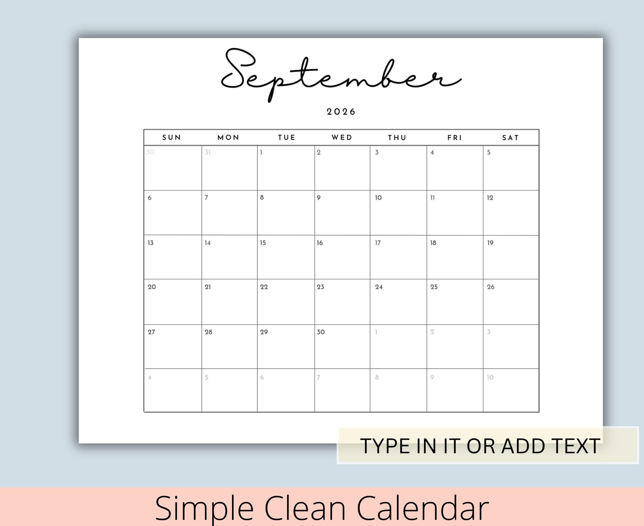 2025- 2026 Editable Printable Calendars | 2025 2026 Minimalist Calendar ...