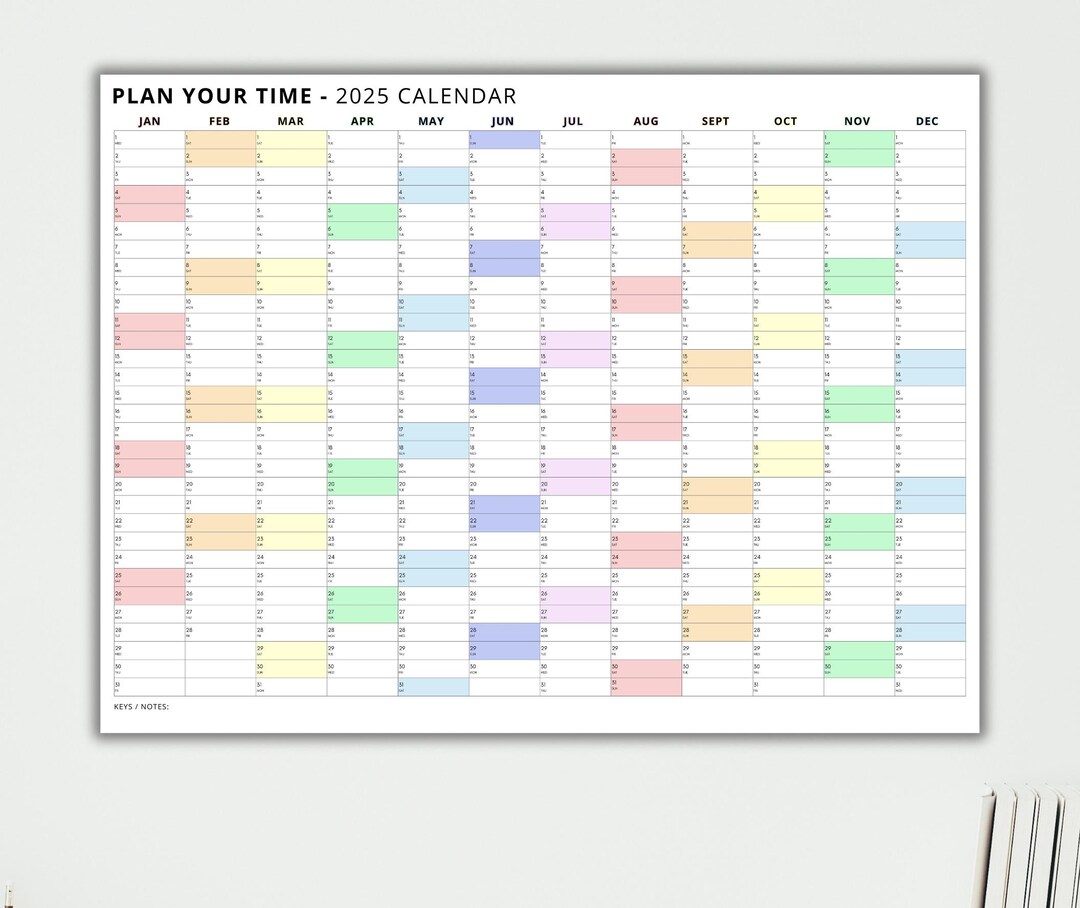 EDITABLE 2025 Giant Calendar Poster Wall Calendar Large 2025 Large ...