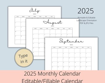 2025 Simple Minimalist Monthly Calendar - Etsy