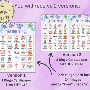 PRINTABLE SPRING Bingo Game With 50 Unique Bingo Cards, Bing Game ...