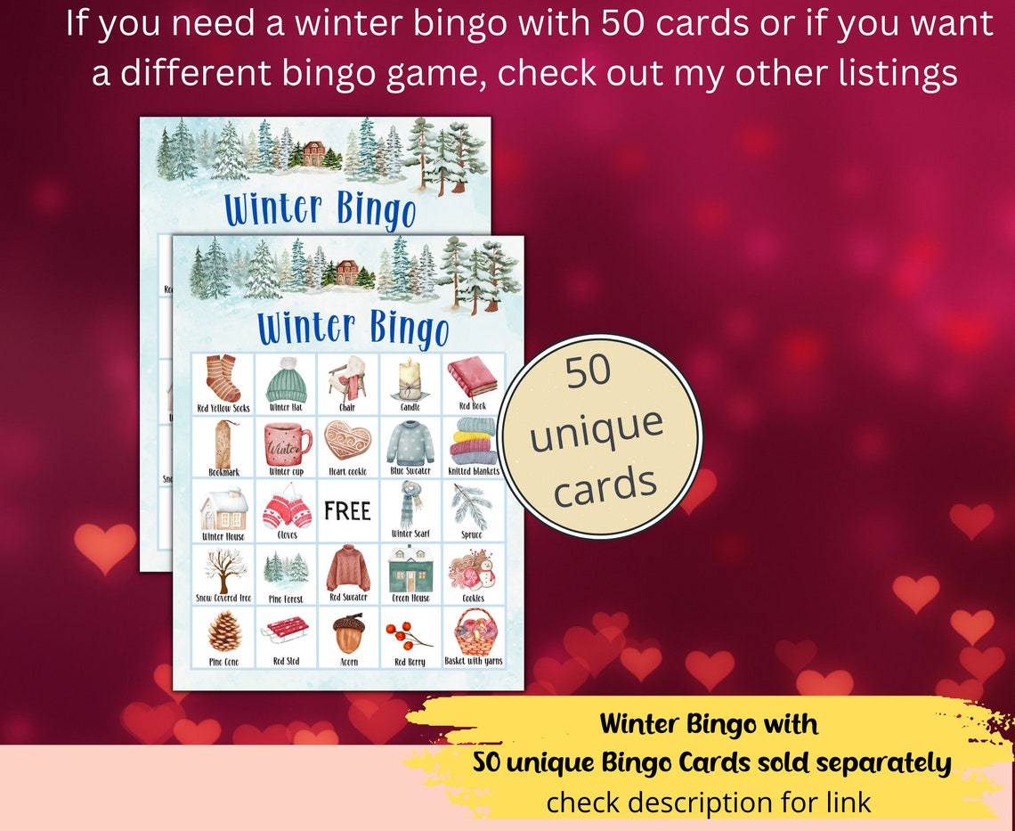 PRINTABLE Winter Bingo Game, Bingo Game, Bingo Games, Bingo Activities ...