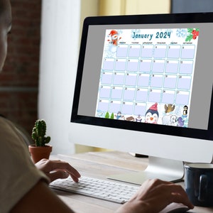 EDITABLE Monthly Calendar 2024 Bundle, Cute Whole Year 2024 Calendar ...